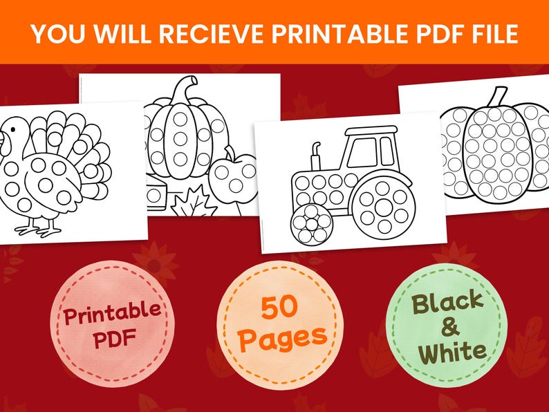 Fall Do-a-dot Activity Pack | 50 Pages Autumn Worksheets for Kids ...