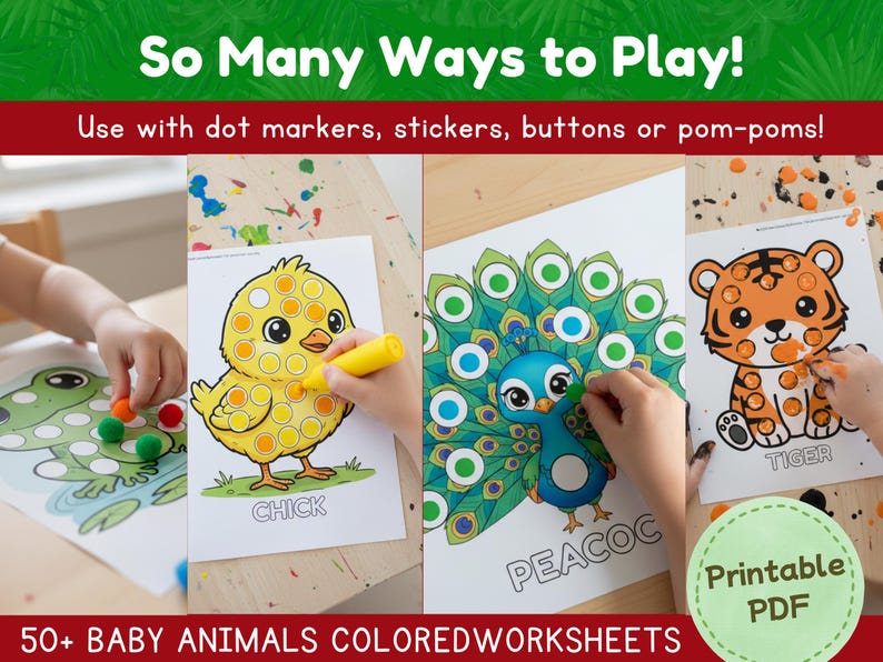 Baby Animals Do-a-dot Worksheets (colored) | 50+ Dot Marker Pages ...