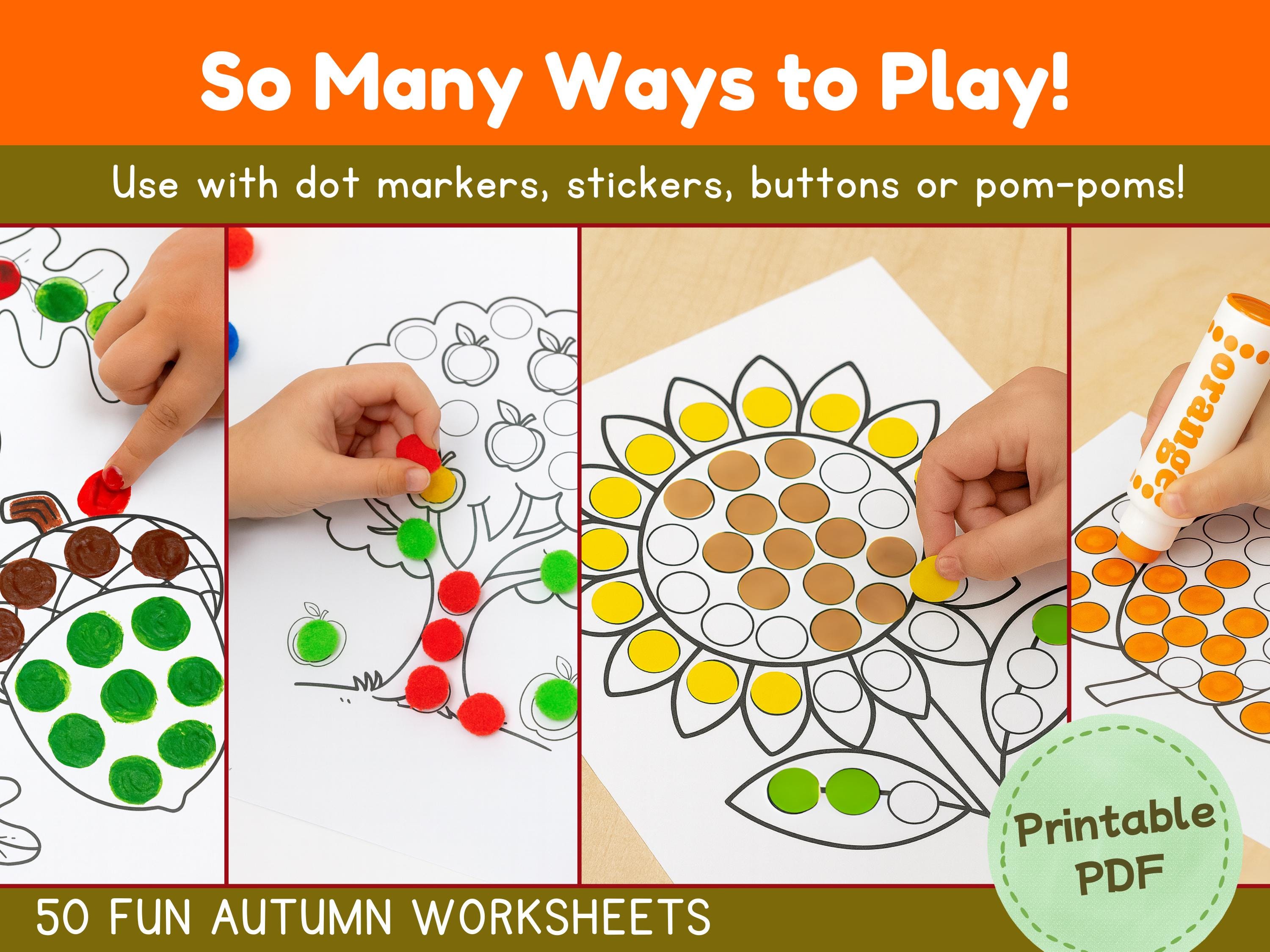 Fall Do-a-dot Activity Pack | 50 Pages Autumn Worksheets for Kids ...
