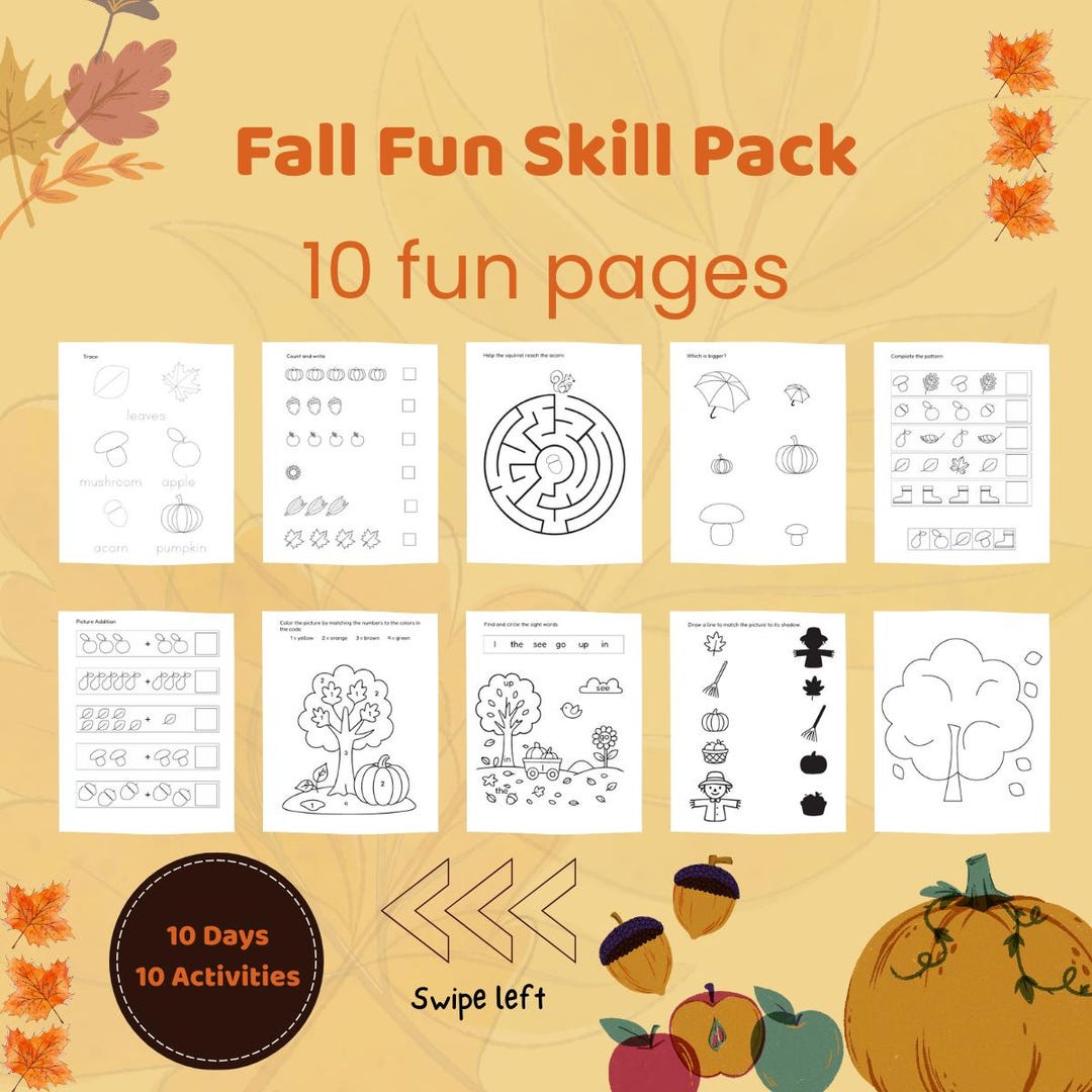 Fall Preschool Worksheets | Autumn Activity Pack | Printable ...