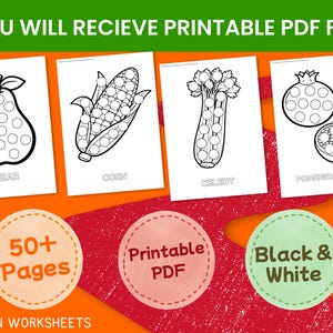 Fruits & Vegetables Do a Dot Worksheets + Flashcards for Kids | Dot ...