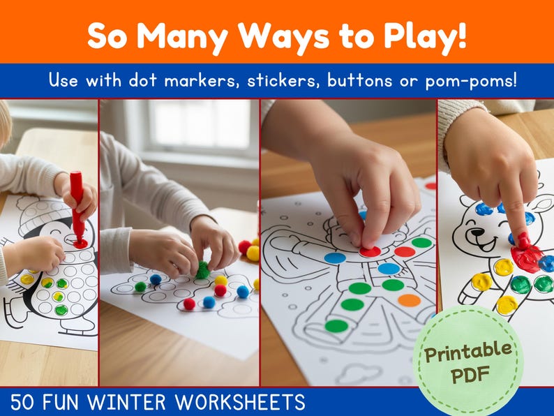Winter Do-a-dot Activity Pack | 50 Pages Winter Worksheets for Kids ...