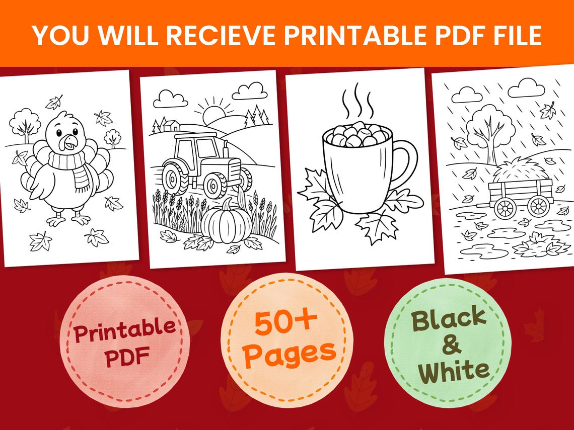 50+ Fall Coloring Pages for Kids | Autumn Printable Activity Pack ...
