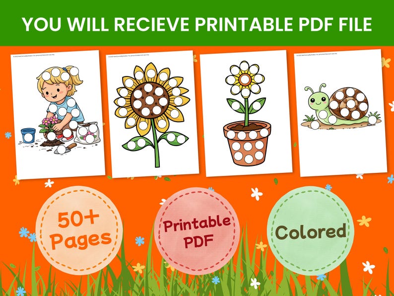 Spring Do-a-dot Colored Printable Worksheet for Kids | Dot Marker ...