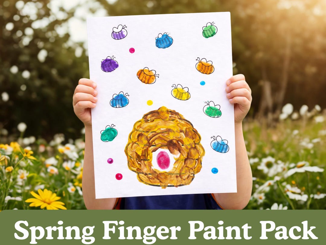 Spring Finger Paint Activity Pack | Bees, Butterfly, Caterpillar Craft ...