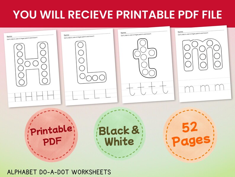 Alphabet Do a Dot Worksheets A–Z | Uppercase & Lowercase | Dot Marker ...