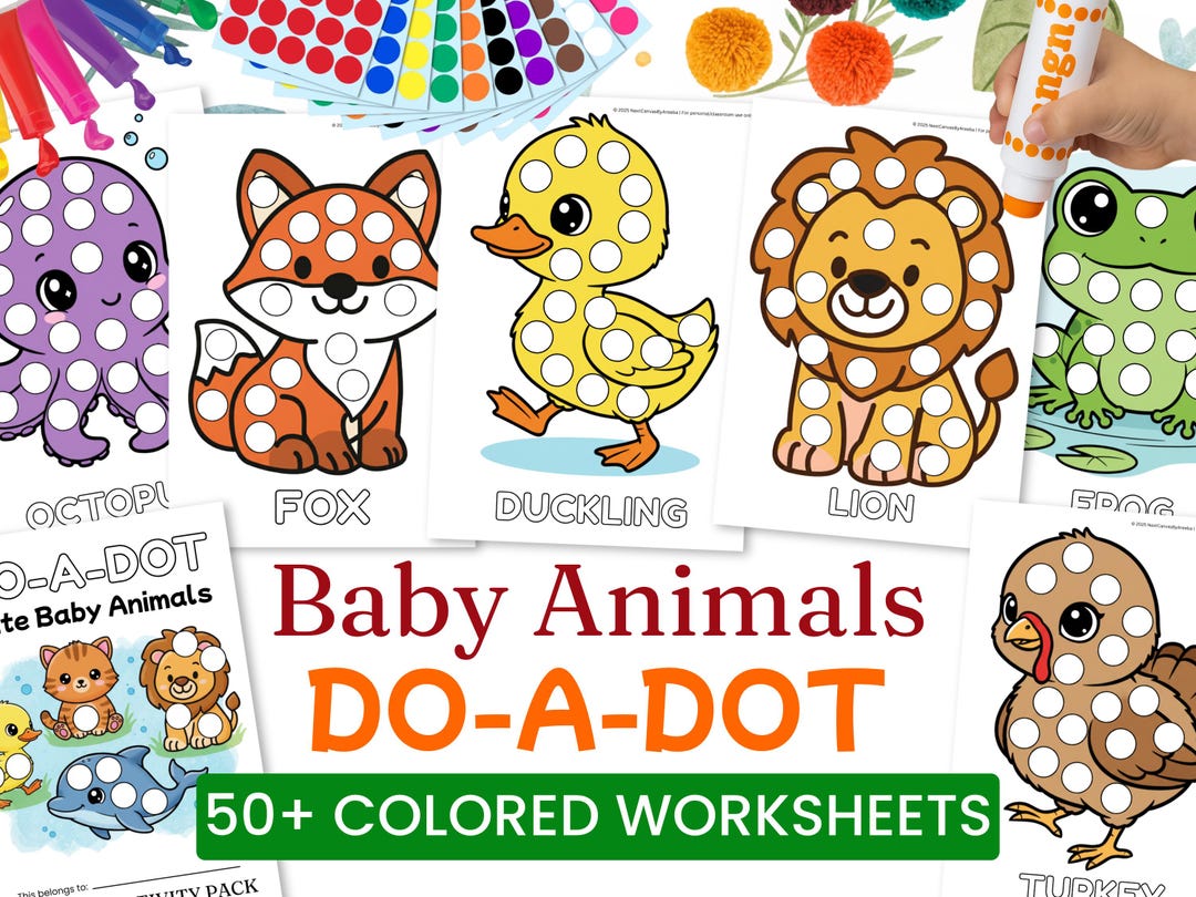 Baby Animals Do-a-dot Worksheets (colored) | 50+ Dot Marker Pages ...