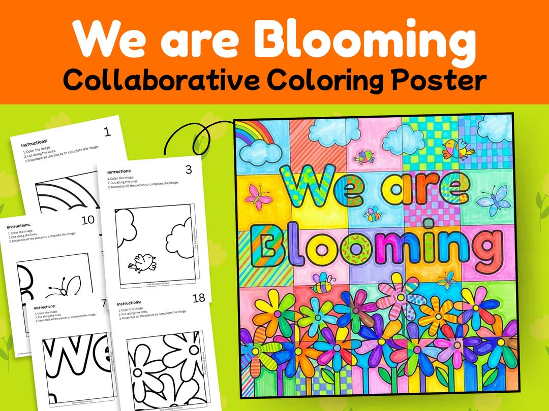 We Are Blooming Collaborative Coloring Poster | Spring Classroom ...