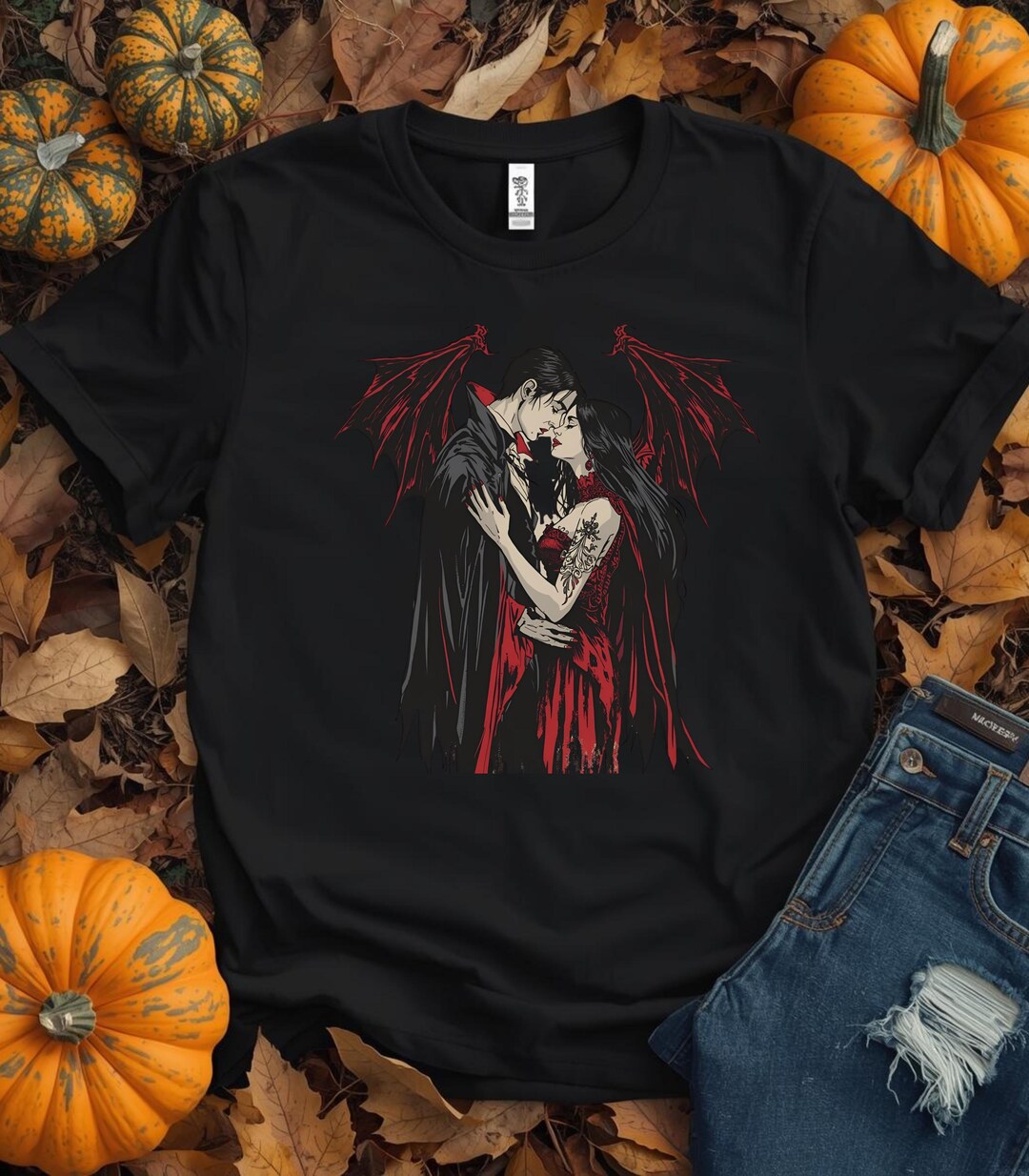 Eternal Embrace Vampire Couple Shirt - Gothic Romance Halloween Tee - Etsy