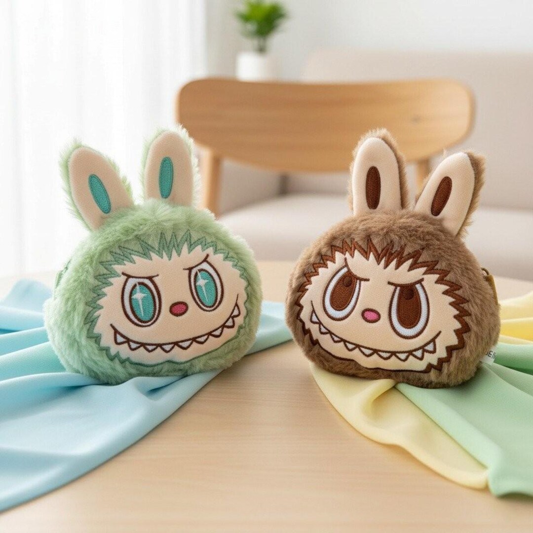 Labubu Inspired Coin Plush Purse, Kawaii Stuffed Wallet, Anime Plushie ...