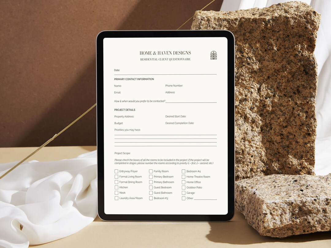 Interior Design Client Questionnaire | Interior Design Client Intake ...