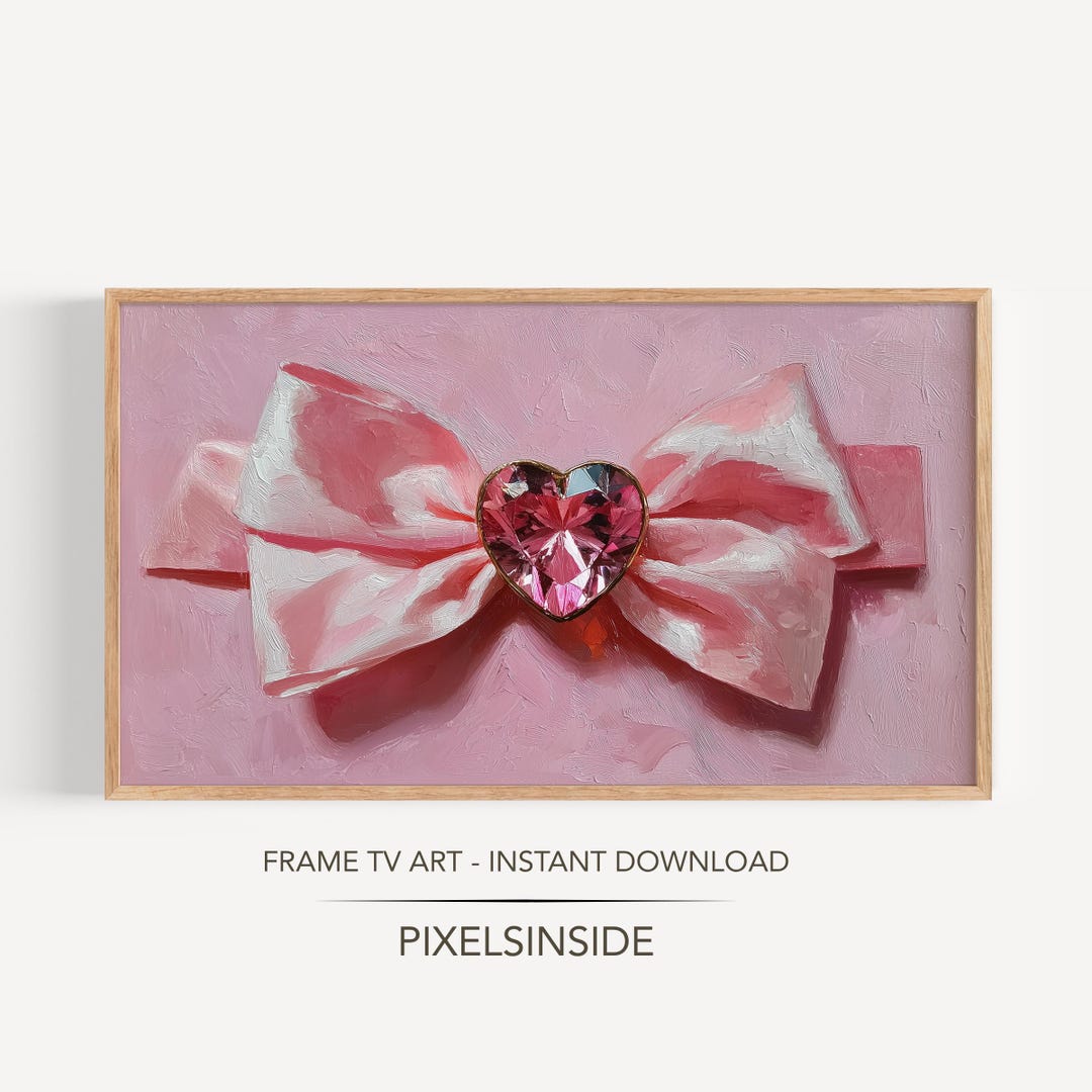 Pink Bow FRAME TV Art, Coquette Valentines Samsung Frame TV Day Red ...