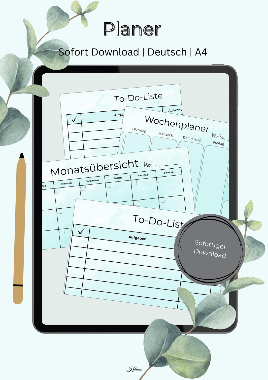 Planner Bundle Blue | Weekly Planner & Monthly Overview | To-do List ...