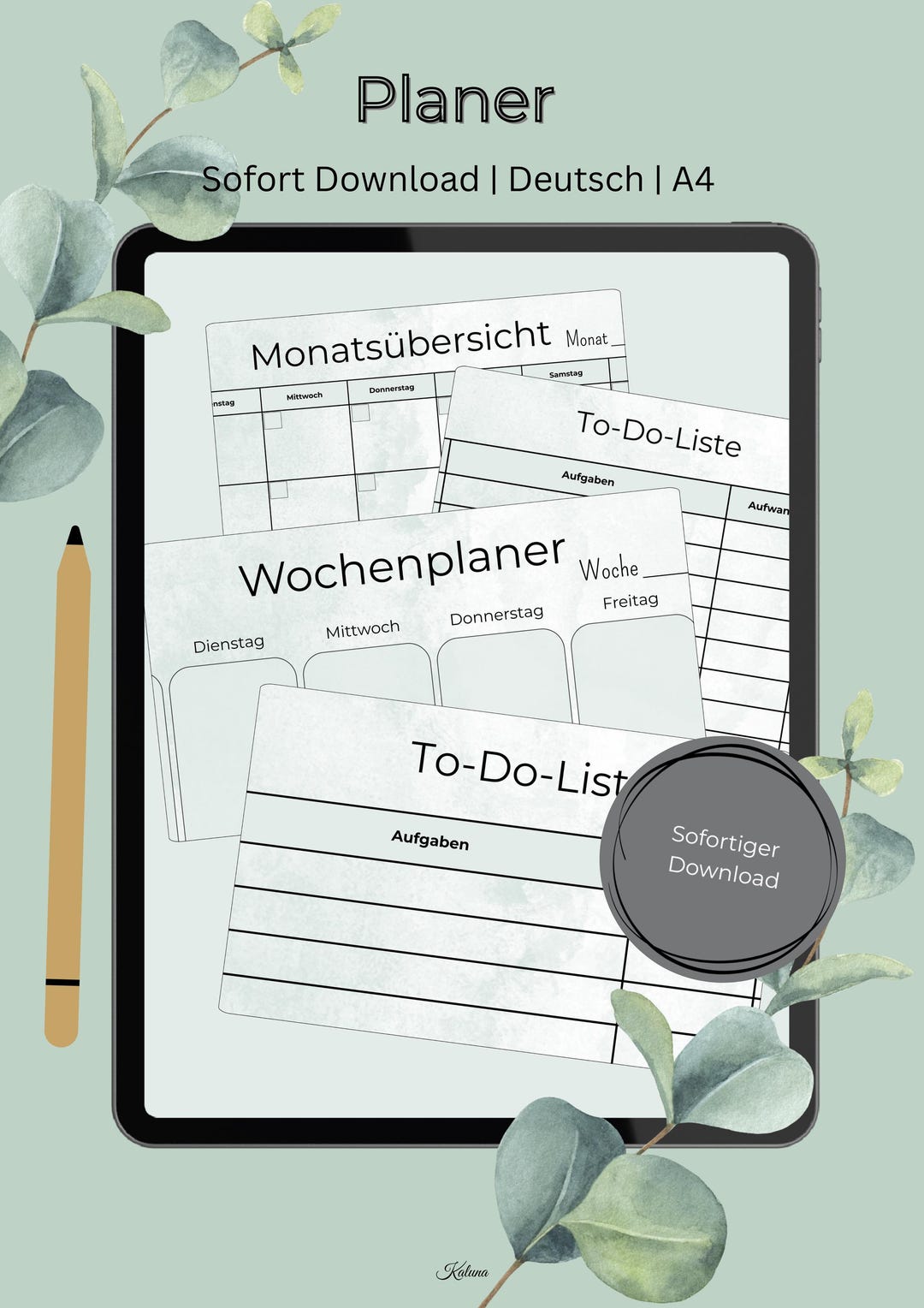 Planner Bundle Green | Weekly Planner & Monthly Overview | To-do List ...