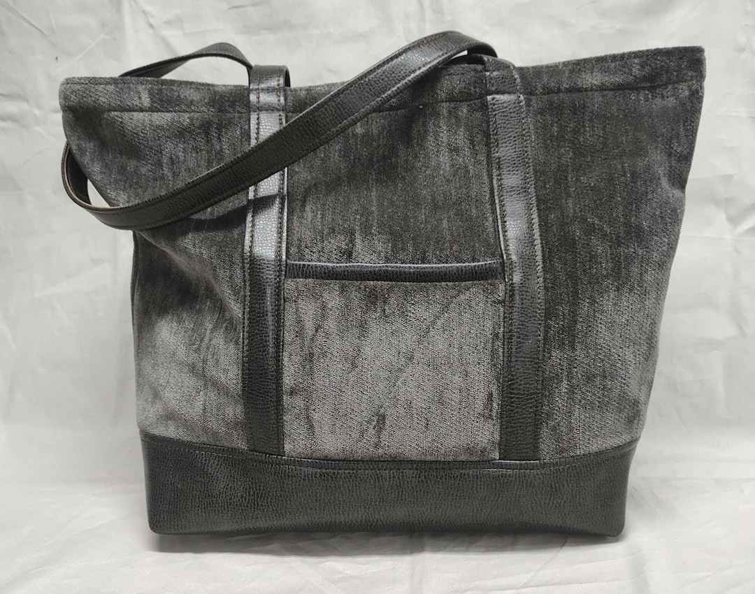 Velvet Tote Bag — Velvet Noir, Black Upcycled Upholstery Carryall ...