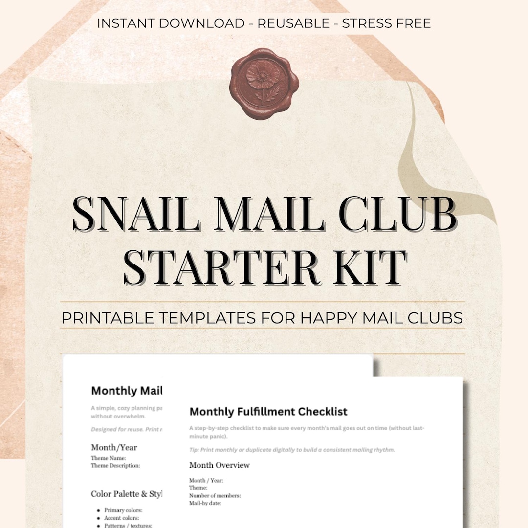 Snail Mail Club Starter Kit – Printable Templates and Guides - Etsy