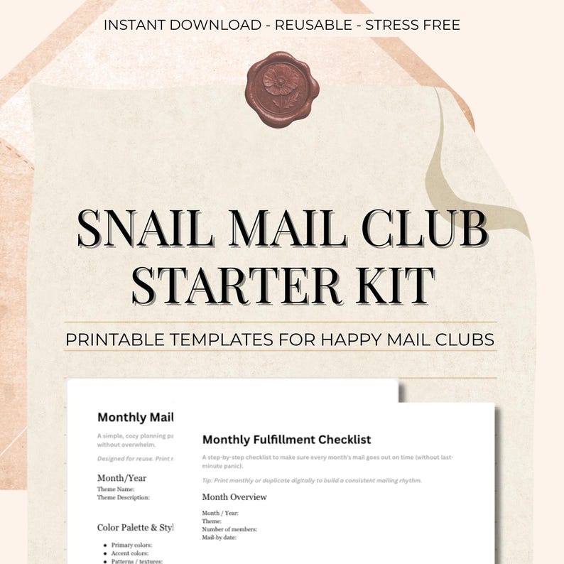 Snail Mail Starter Kit – Printable Templates for Happy Mail Clubs - Etsy