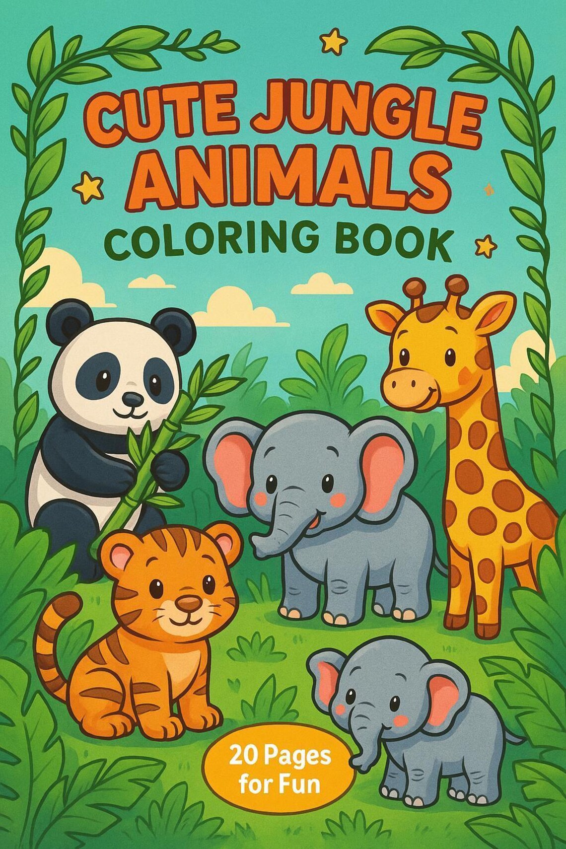 Cute Jungle Animals Coloring Book - Etsy