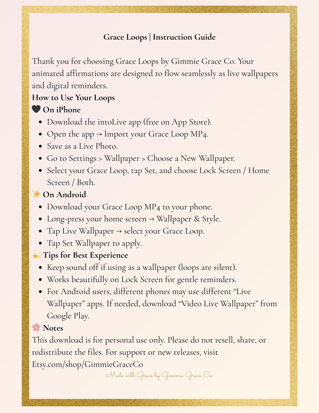 Animated Affirmation Wallpapers: Grace Loops for iPhone + Android ...