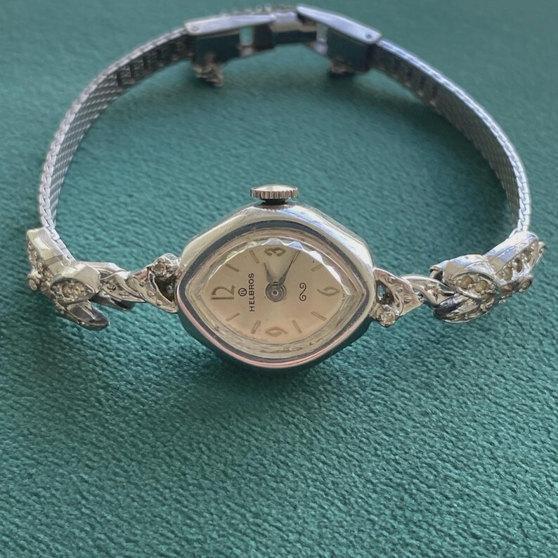 Vintage HELBROS Women's Mechanical Watch Diamonds 2 and 1/20 10k ...