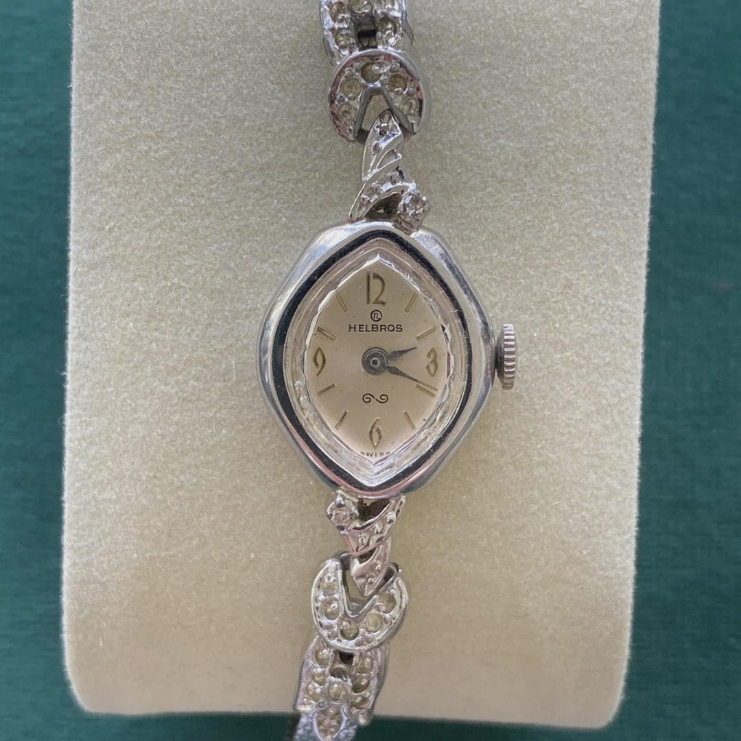 Vintage HELBROS Women's Mechanical Watch Diamonds 2 and 1/20 10k ...