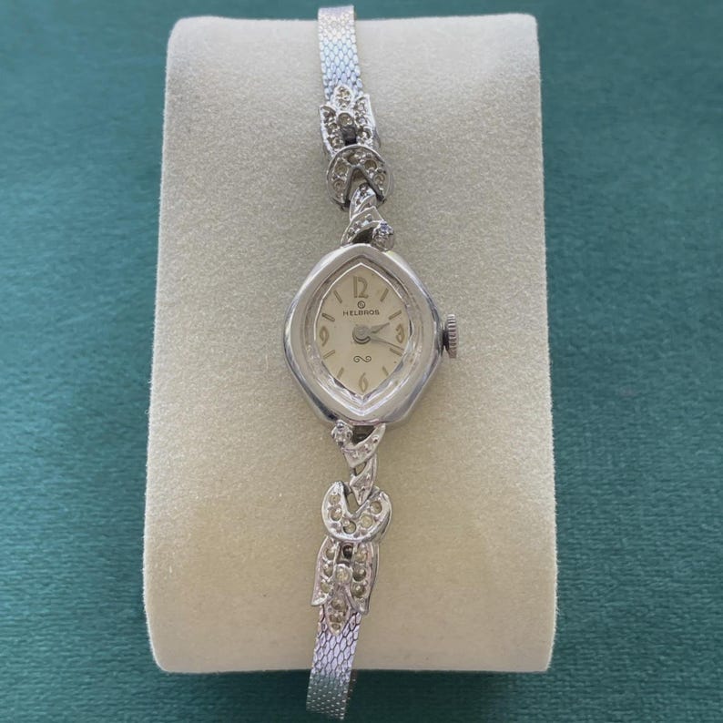 Vintage HELBROS Women's Mechanical Watch Diamonds 2 and 1/20 10k ...