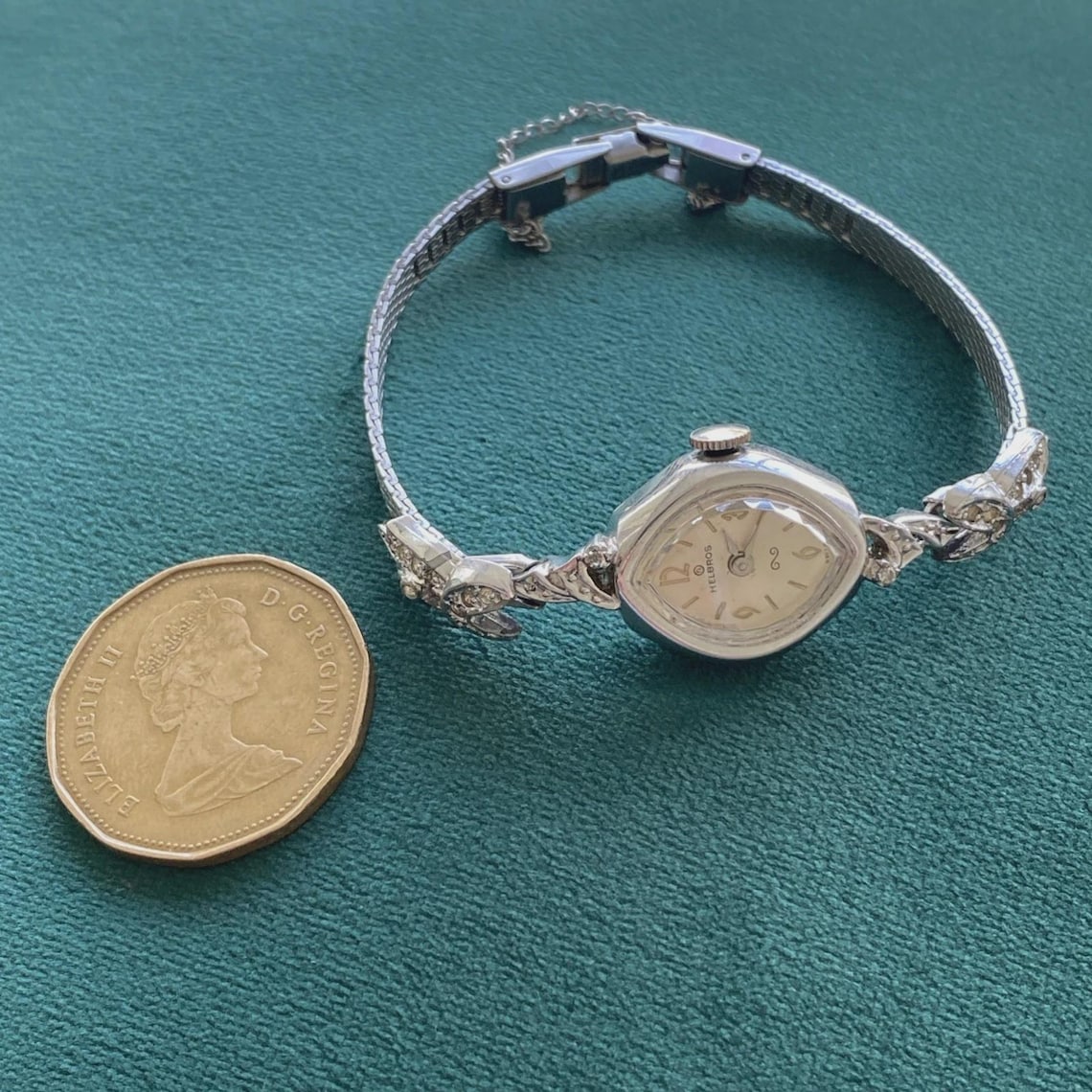 Vintage HELBROS Women's Mechanical Watch Diamonds 2 and 1/20 10k ...