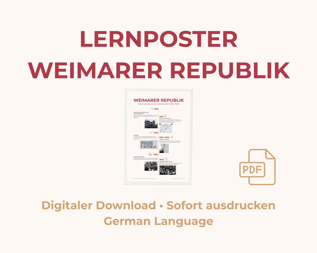 Weimar Republic – History Learning Poster | PNG & JPG | A5–A2 | German ...