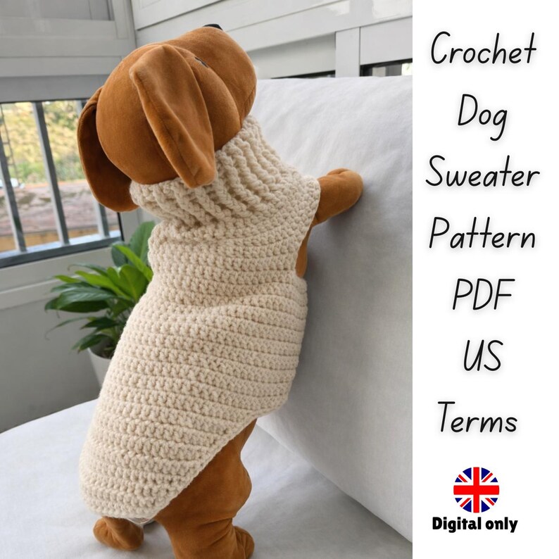 Crochet Dog Sweater Pattern PDF | Easy Puppy Jumper With Leg Openings ...