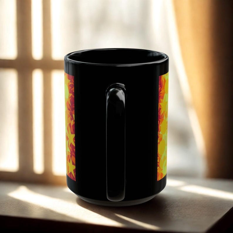 Calculated Rage Black Ceramic Mug Fire Star Solar Overlap Coffee Cup ...