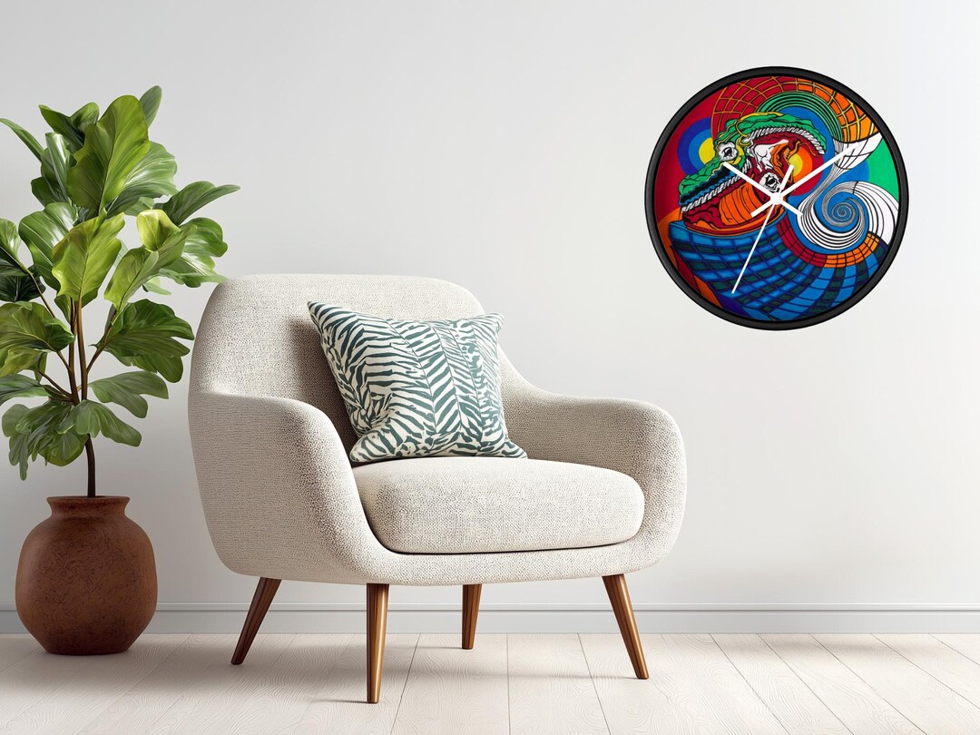 Hand Drawn Wall Clock: Bold Modern Home Decor - the Splice - Etsy
