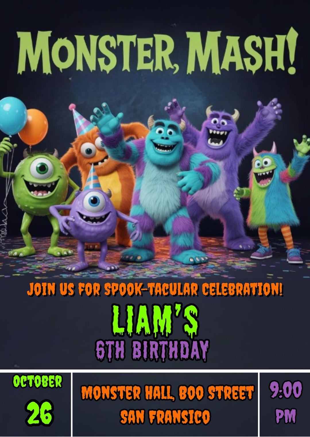 Monster Mash Birthday Invitation | Editable Kids Party Invite ...