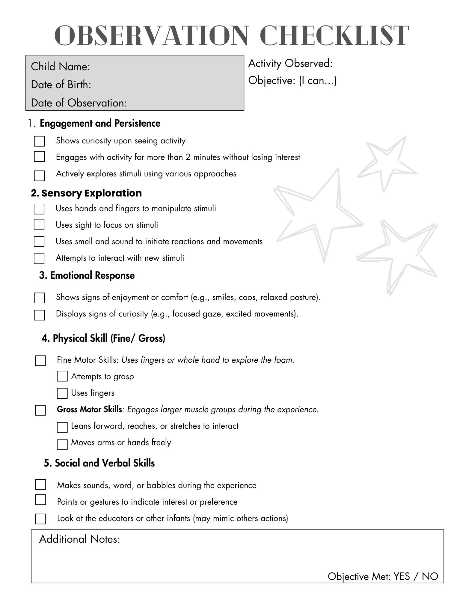 Child Observation Tool for Childcare Teachers - Etsy