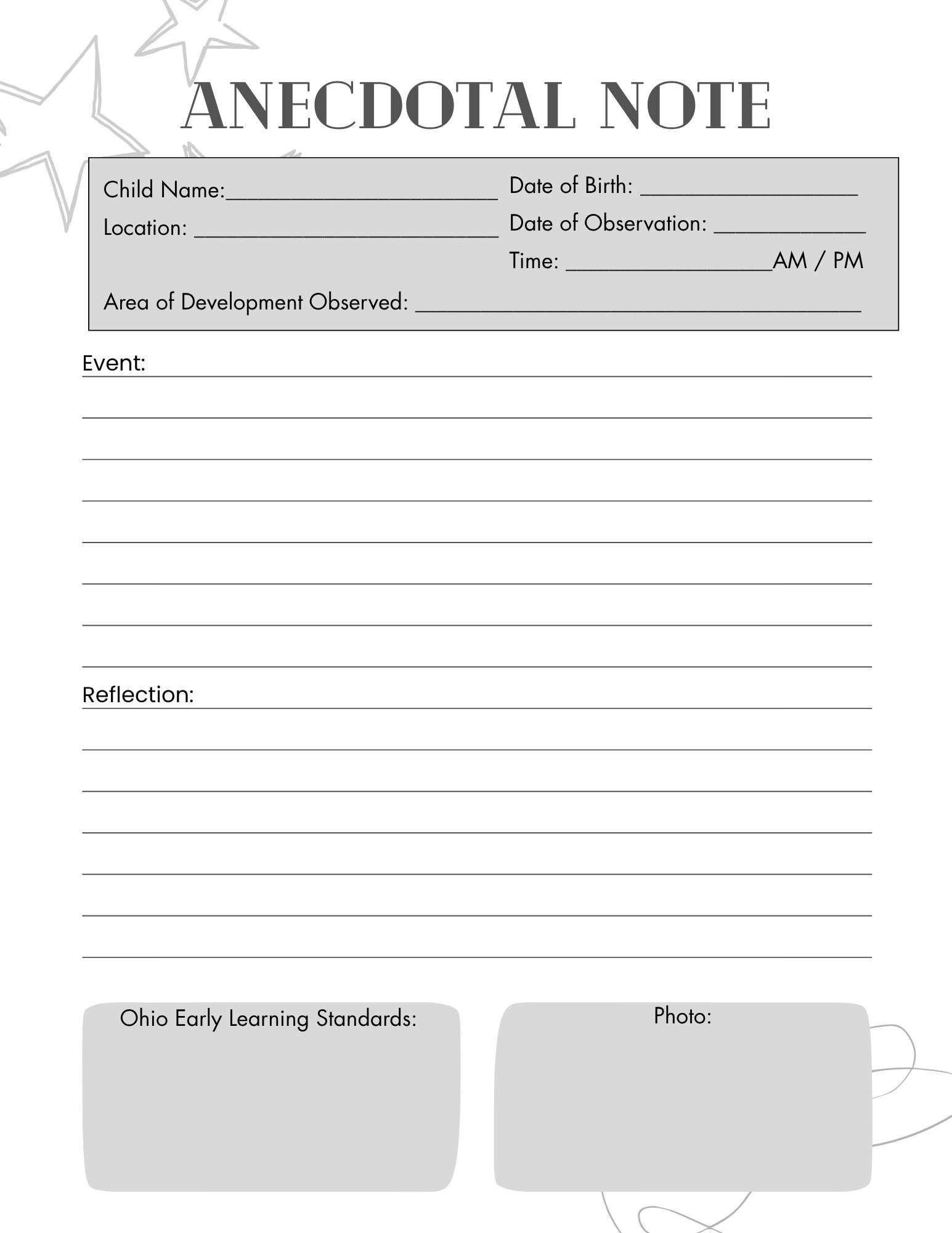 Child Observation Tool for Childcare Teachers - Etsy
