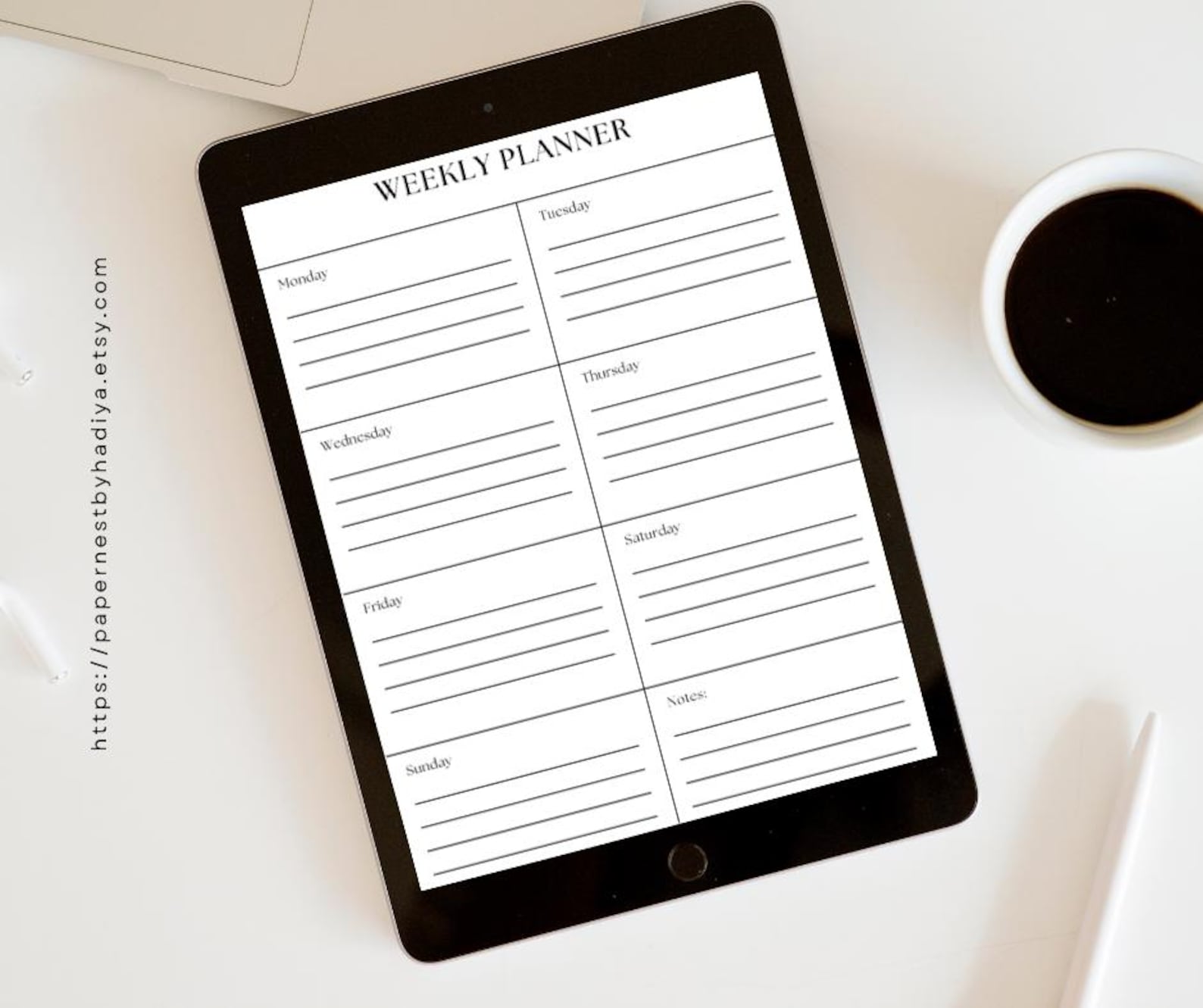 Digital Weekly Planner Template | Undated Printable Weekly Schedule PDF ...
