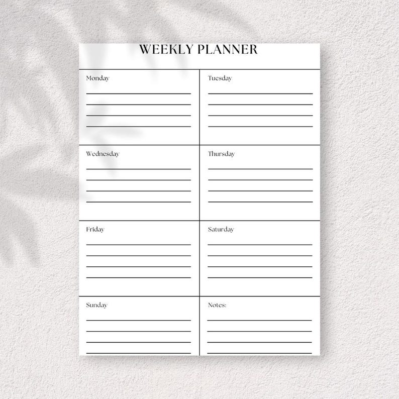 Digital Weekly Planner Template | Undated Printable Weekly Schedule PDF ...