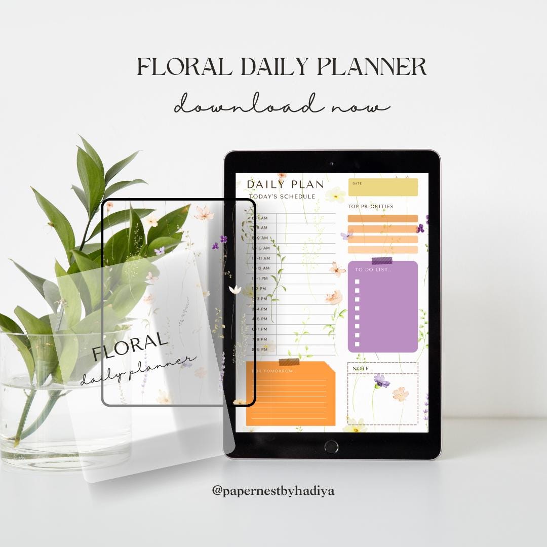 Floral Daily Planner Printable: Watercolor Design (PDF Download) - Etsy