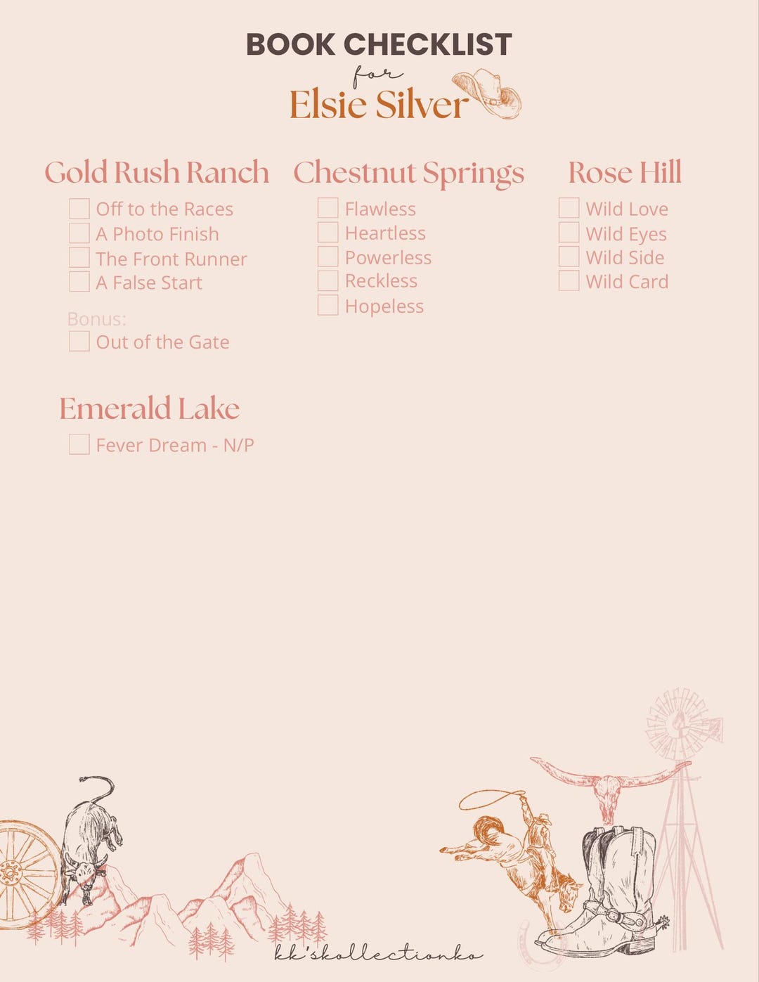 Book Checklist - Elsie Silver Books - Etsy