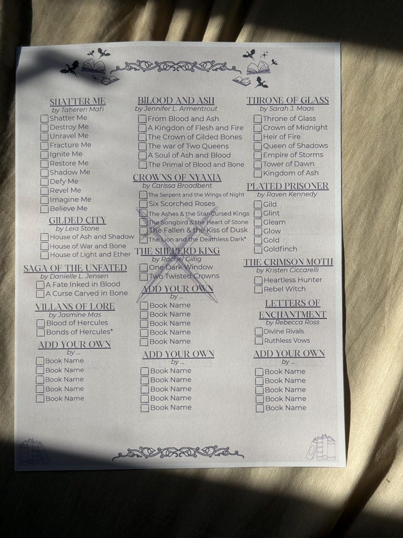 Fantasy Romance Checklist, Customizable Canva Reading Tracker Template ...