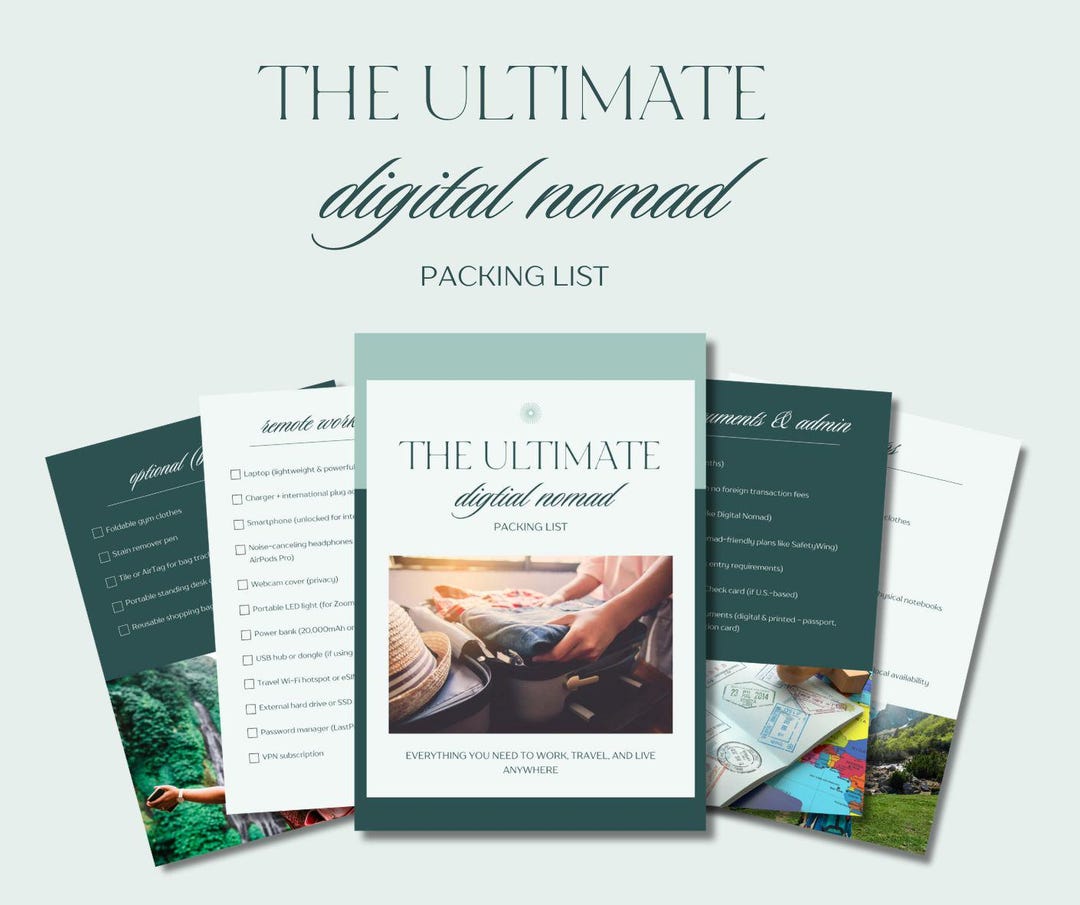 Digital Nomad Packing List PDF | Printable Travel Checklist for Remote ...