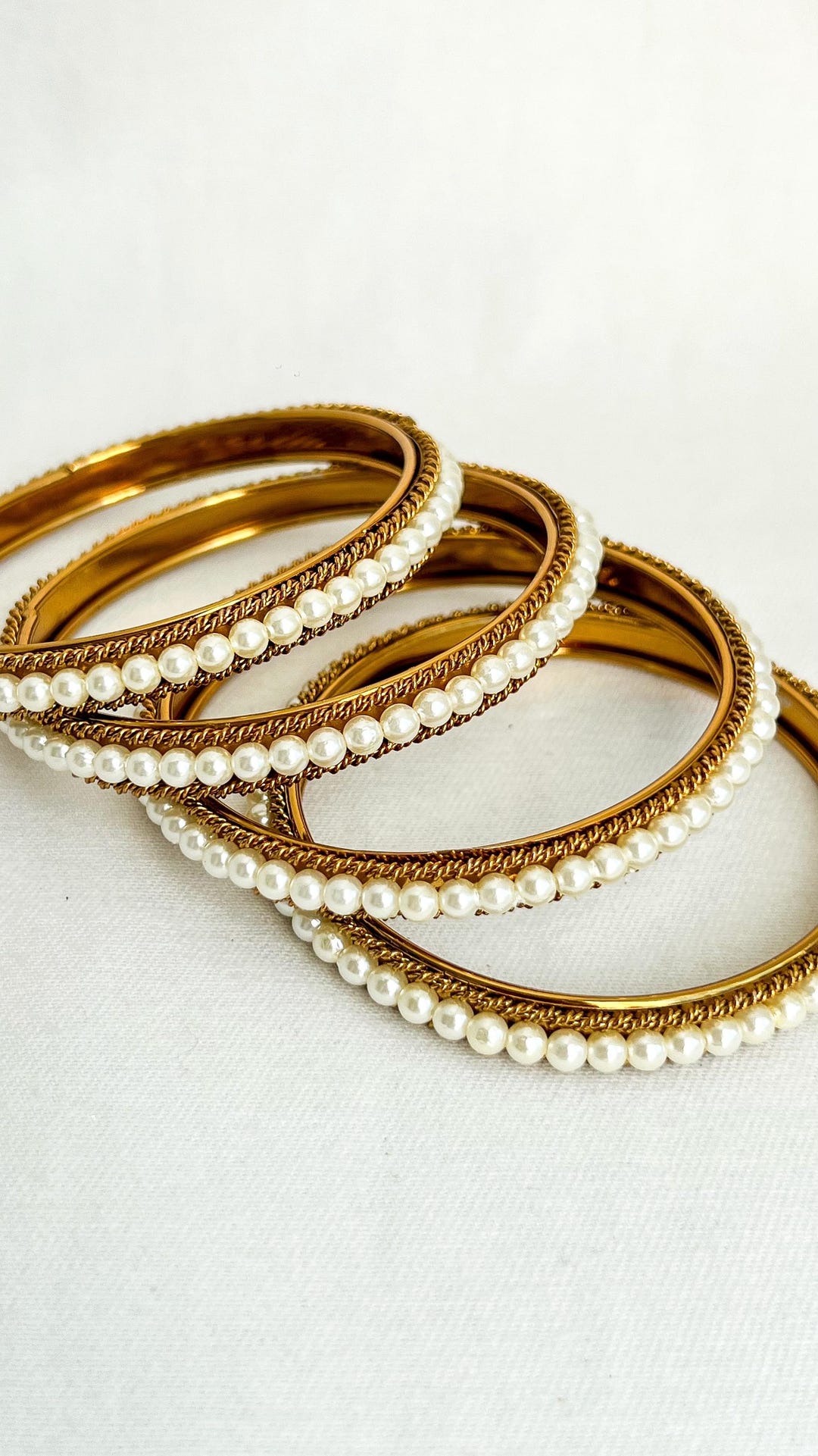 Pearl Bangles Set / White and Gold / Indian Wedding Jewelry / Indian ...
