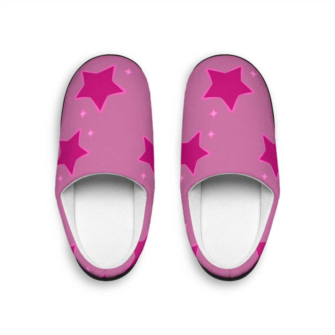 Starry Night House Slippers: Pink Star Cozy Lounge Shoes - Etsy