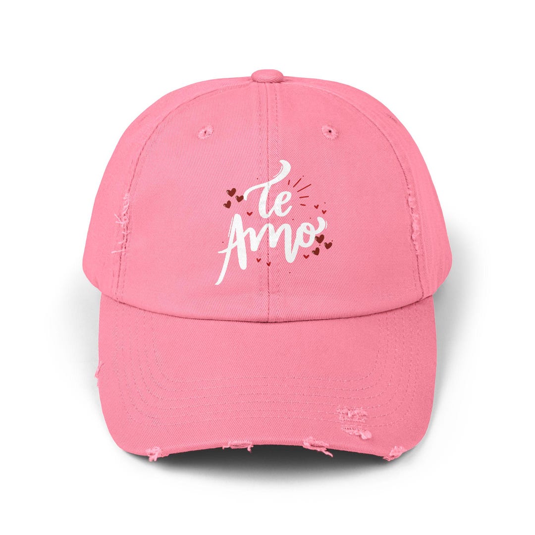 Te Amo Script Heart Design Cap | Spanish Love Baseball Hat, Distressed ...