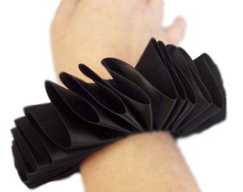 Red Satin Wrist Ruffs Ruffled Arm Bands Elizabethan Victorian | Etsy