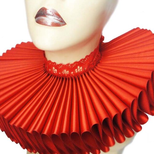 Ruffled Collar Black Satin Tall Wide Elizabethan Neck Ruff | Etsy