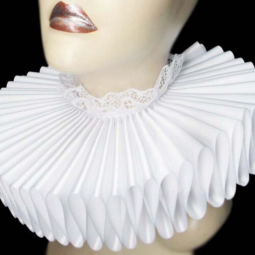 Ivory Satin and Lace Elizabethan Neck Ruff Ruffled Collar - Etsy