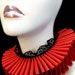 Neck Ruff Ruffled Collar Red Queen Satin and Black Lace Elizabethan ...