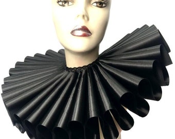 Ruffled Collar Red Satin Huge Tall Wide Elizabethan Neck Ruff | Etsy