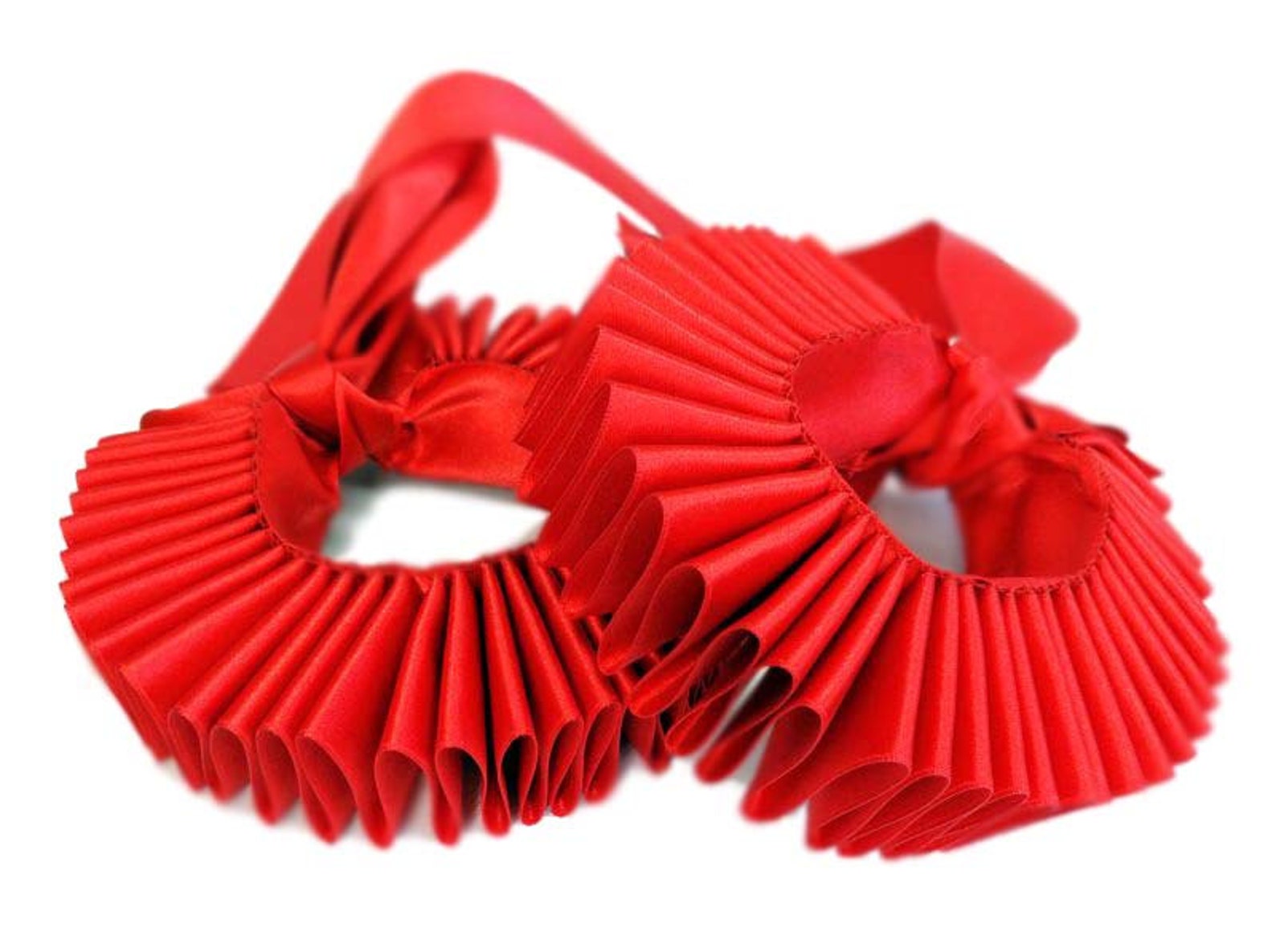 Red Satin Wrist Ruffs Ruffled Arm Bands Elizabethan Victorian - Etsy