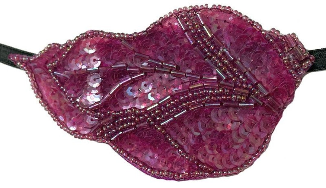 Pink Eye Patch Fuchsia Petals Beaded Sequin Jeweled Fashion Pirate ...